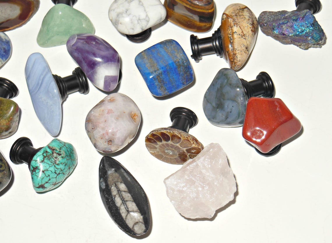 Set of 24 ASSORTED CABINET KNOBS Gemstone Pulls Home Decor - Etsy