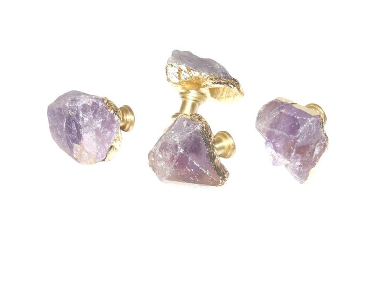 Rough Free-form Natural Amethyst Quartz Knobs - Home Decor - Etsy
