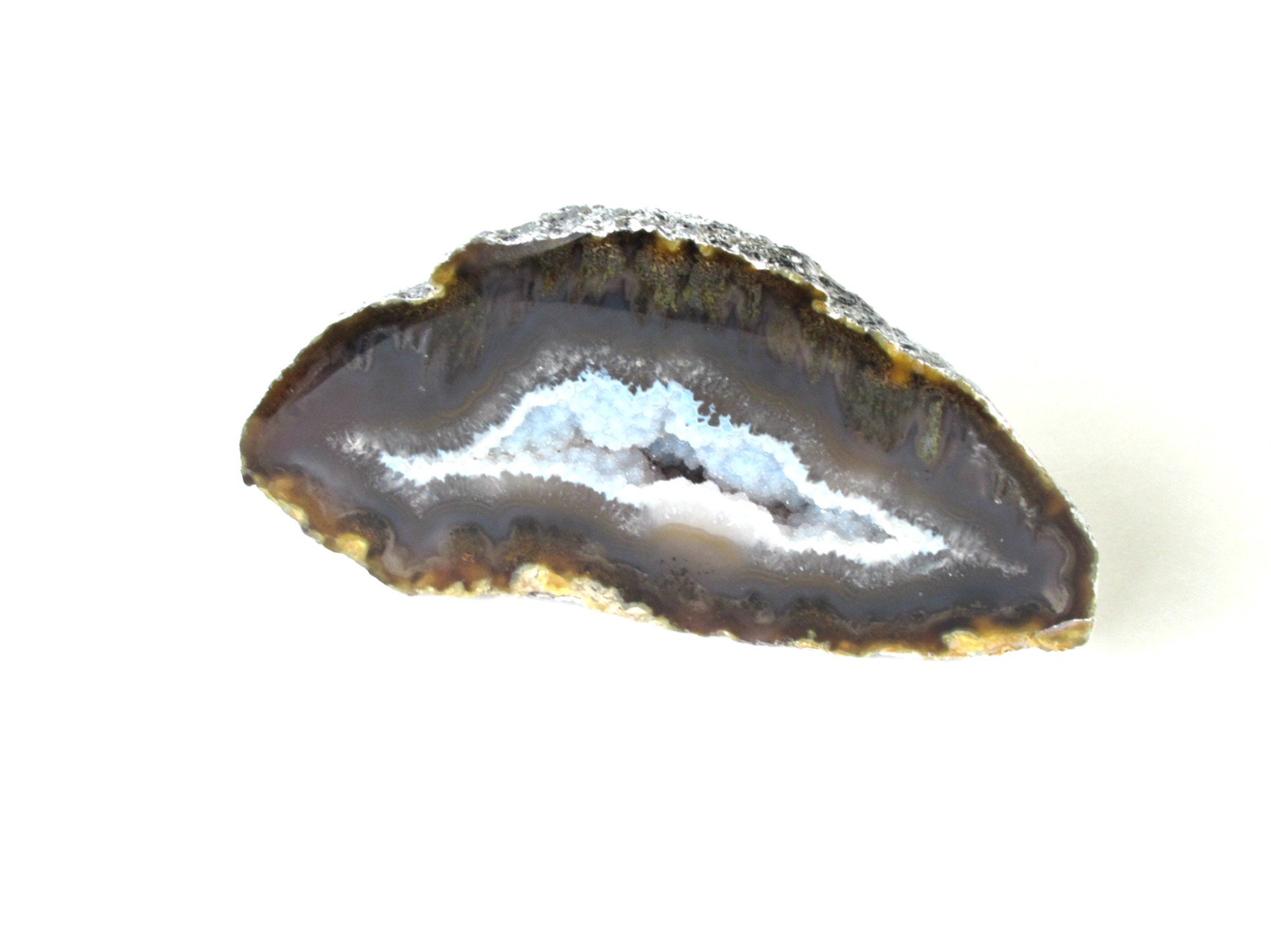 Agate Geode Pen Holder Silver Leafed Home Décor | Etsy