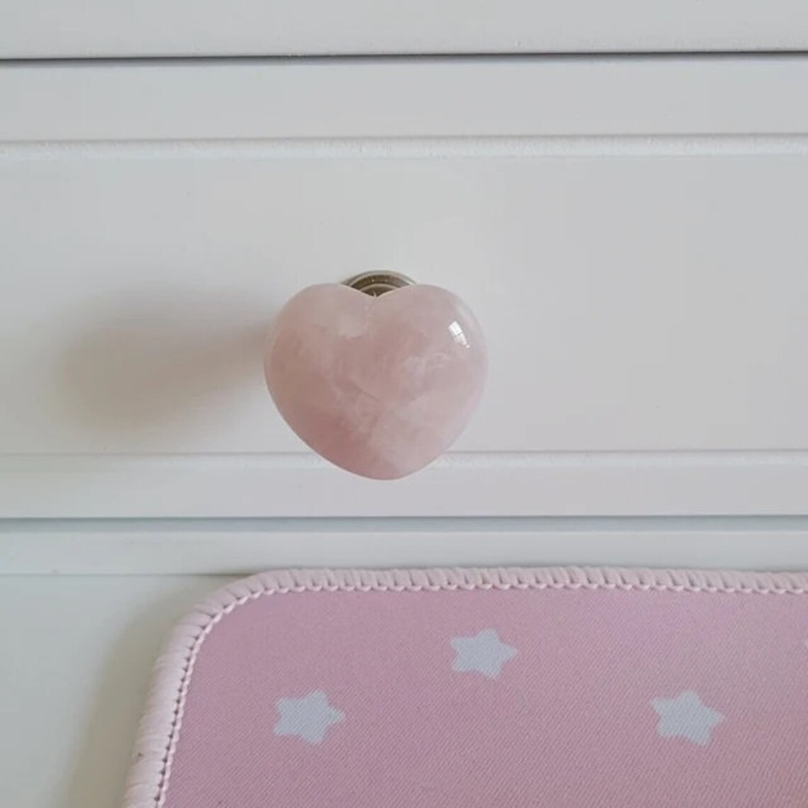One 1 Knob Heart-shaped Rose Quartz Gemstone Cabinet Knob - Etsy