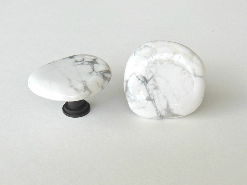 One 1 Knob Large White Howlite Stone Pulls Polished | Etsy