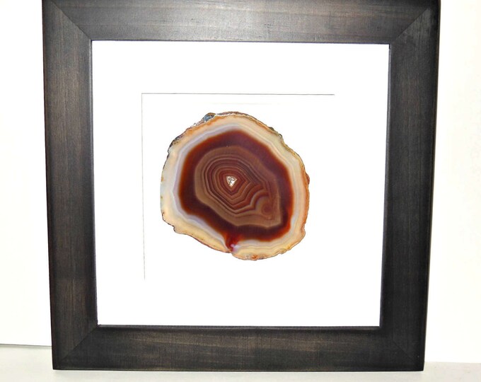 Xlarge Red Rust Agate - Framed Agate Art - Dark Brown Frame - 10"x10 ...