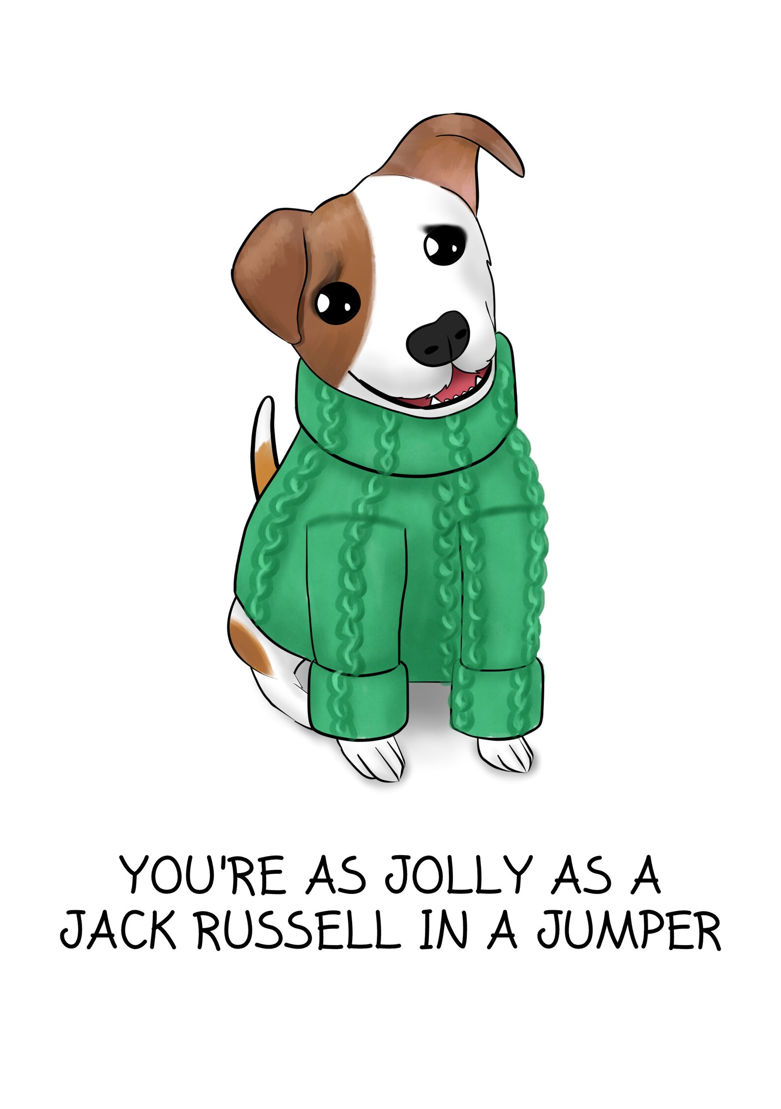 Jolly Jack Russell Printed Greeting Card with Optional Personalisation ...