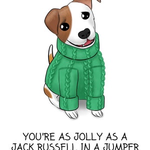 Jolly Jack Russell Printed Greeting Card with Optional Personalisation ...