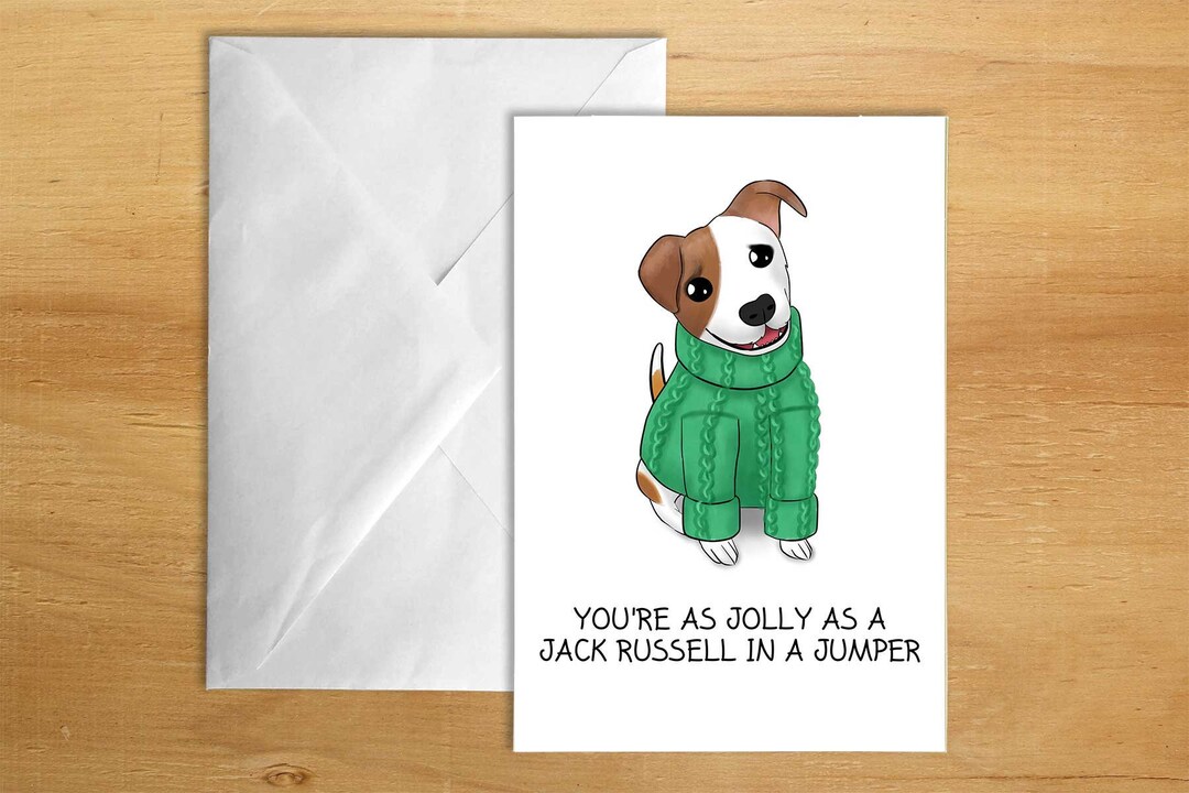 Jolly Jack Russell Printed Greeting Card with Optional Personalisation ...
