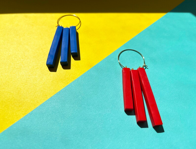 Colorful Abstract Polymer Clay Statement Earrings Modern - Etsy
