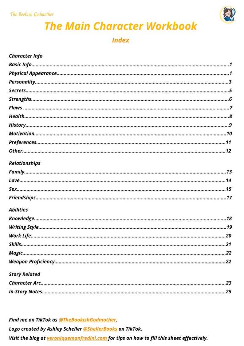 The Ultimate Main Character Workbook, Yellow Fantasy, Downloadable ...