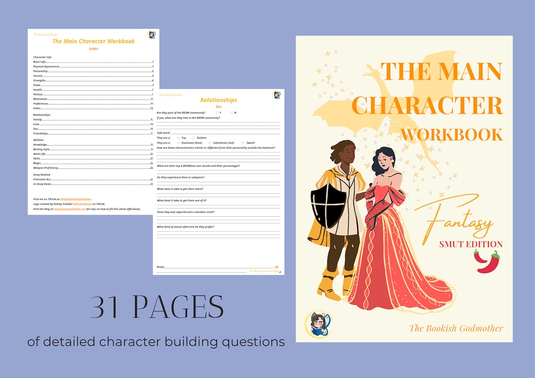 Fantasy Character Building Workbook, Smut Edition (printable Fillable ...
