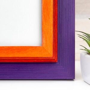 Purple + Orange Handmade Picture Frame, Two Tone Wooden Photo Frame ...