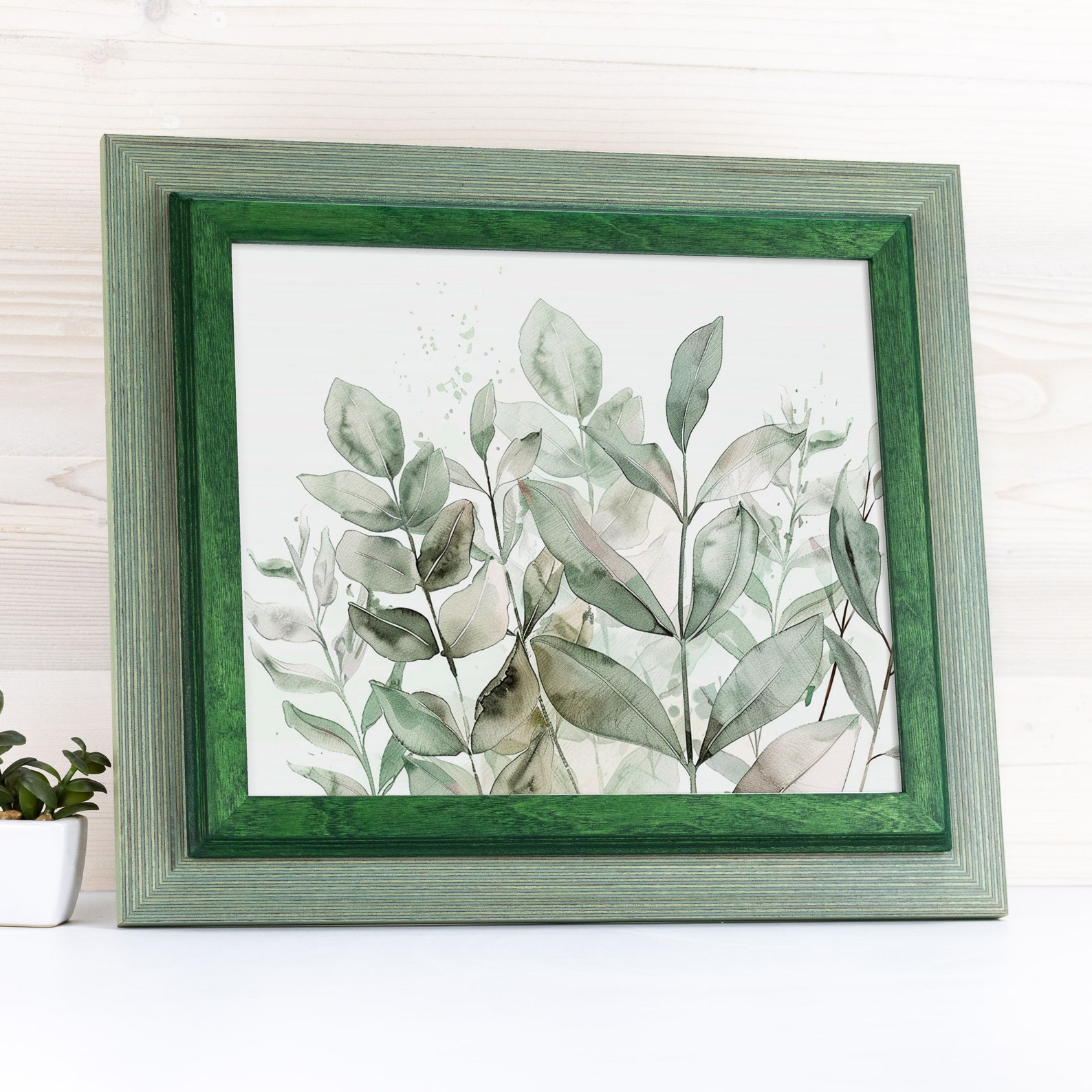 Handmade Sage & Dark Green Picture Frame: Rustic Baltic Birch Wood, Two ...