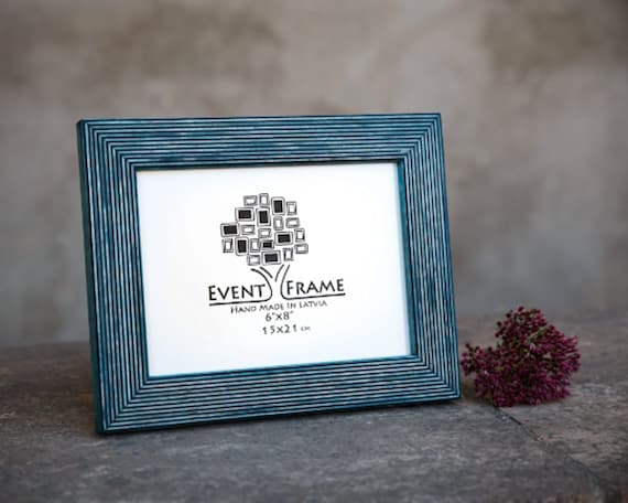 Teal Photo Frame Rustic Wood Picture Frame Wooden Handmade - Etsy