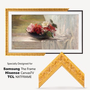 Ornate Bright Gold TV Frame for Samsung the Frame, TCL, Hisense ...
