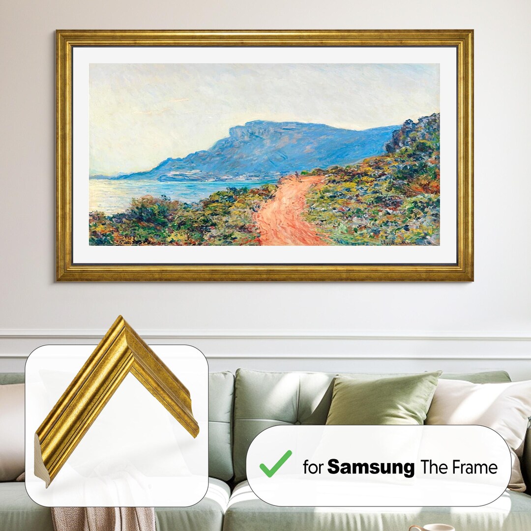 Moldura dourada para TV Samsung The Frame, moldura de madeira feita à ...
