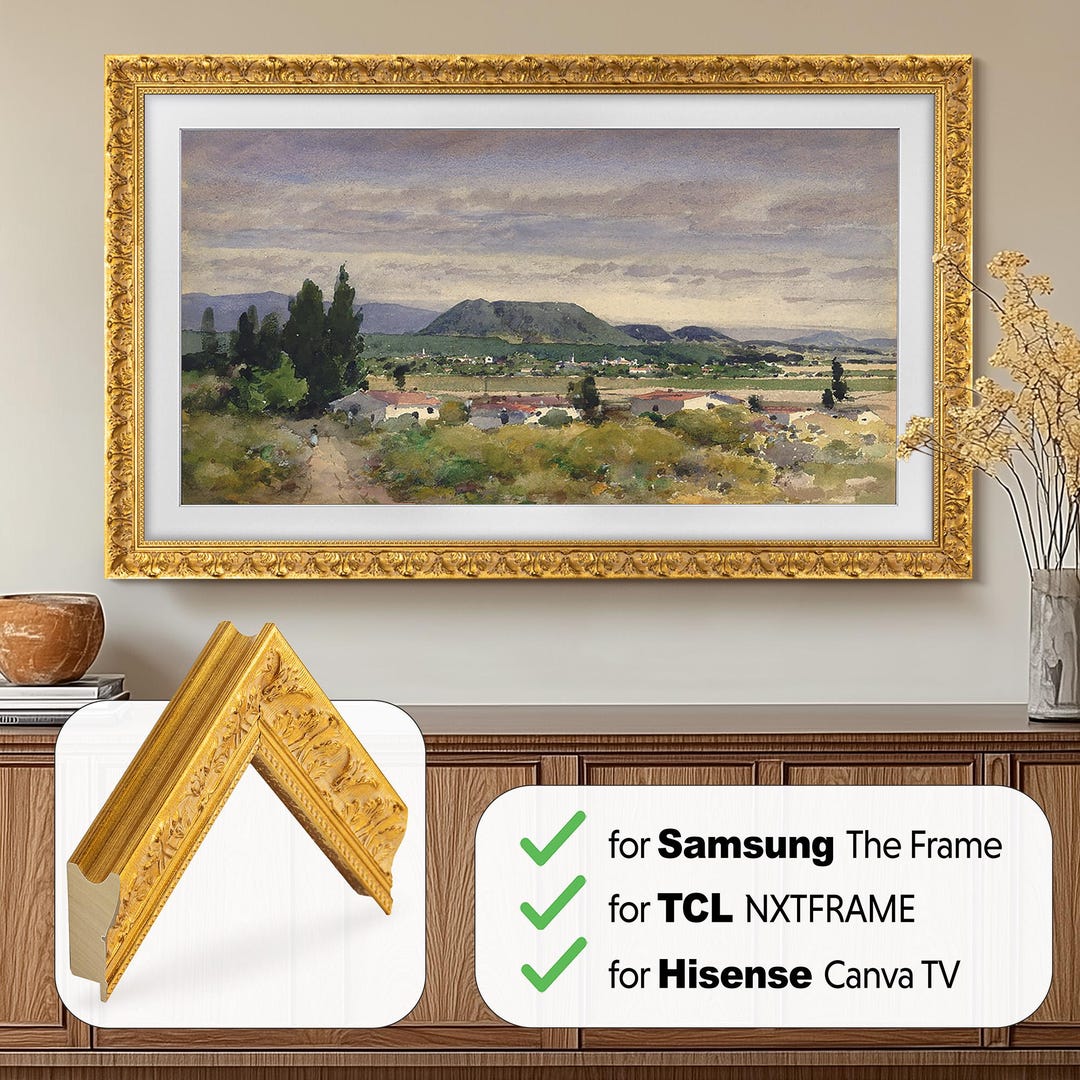 Ornate Gold Frame for Samsung the Frame, TCL NXTFRAME Tv Mount, Wooden ...