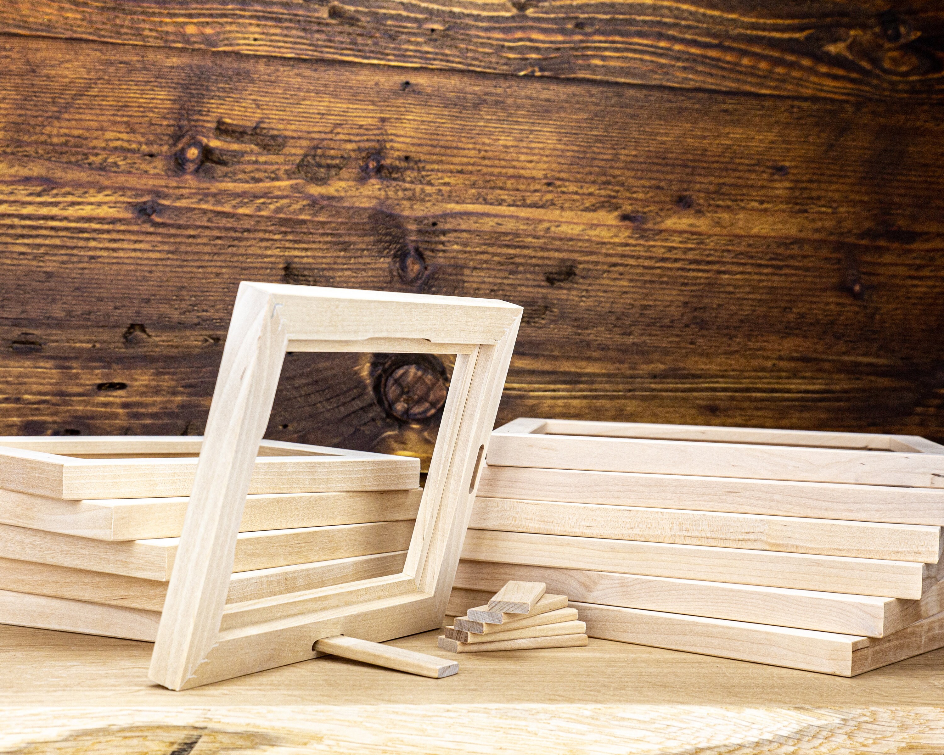 Unfinished Wooden Frames in Bulk Premium Frames From Solid Birch Hardwood 1.34 Wide Any Custom Size A1 A2 A3 11x14 12x18 18x24 Etsy