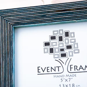 Teal Photo Frame, Rustic Wood Picture Frame, Wooden Handmade Frame A5 ...