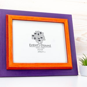 Purple + Orange Handmade Picture Frame, Two Tone Wooden Photo Frame ...