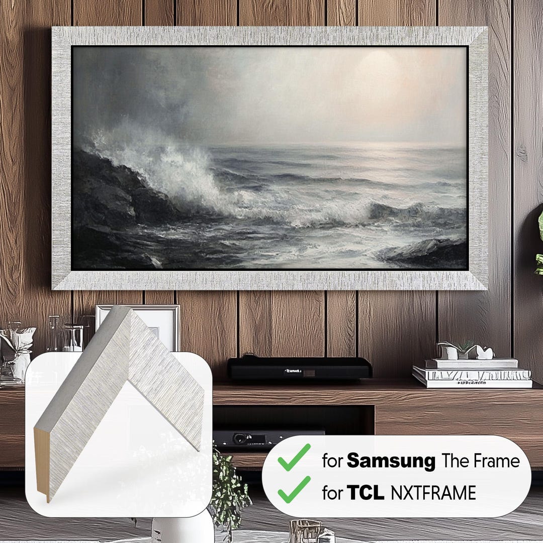 Modern Silver Frame for Samsung the Frame, Grooved Frame Tv Mount for ...