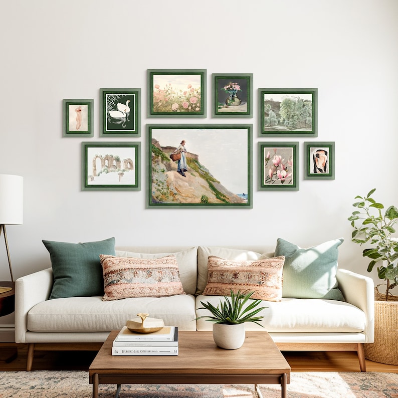 Handmade Sage & Dark Green Picture Frame: Rustic Baltic Birch Wood, Two ...