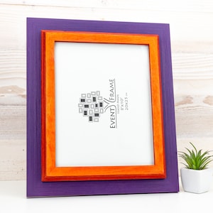 Purple + Orange Handmade Picture Frame, Two Tone Wooden Photo Frame ...