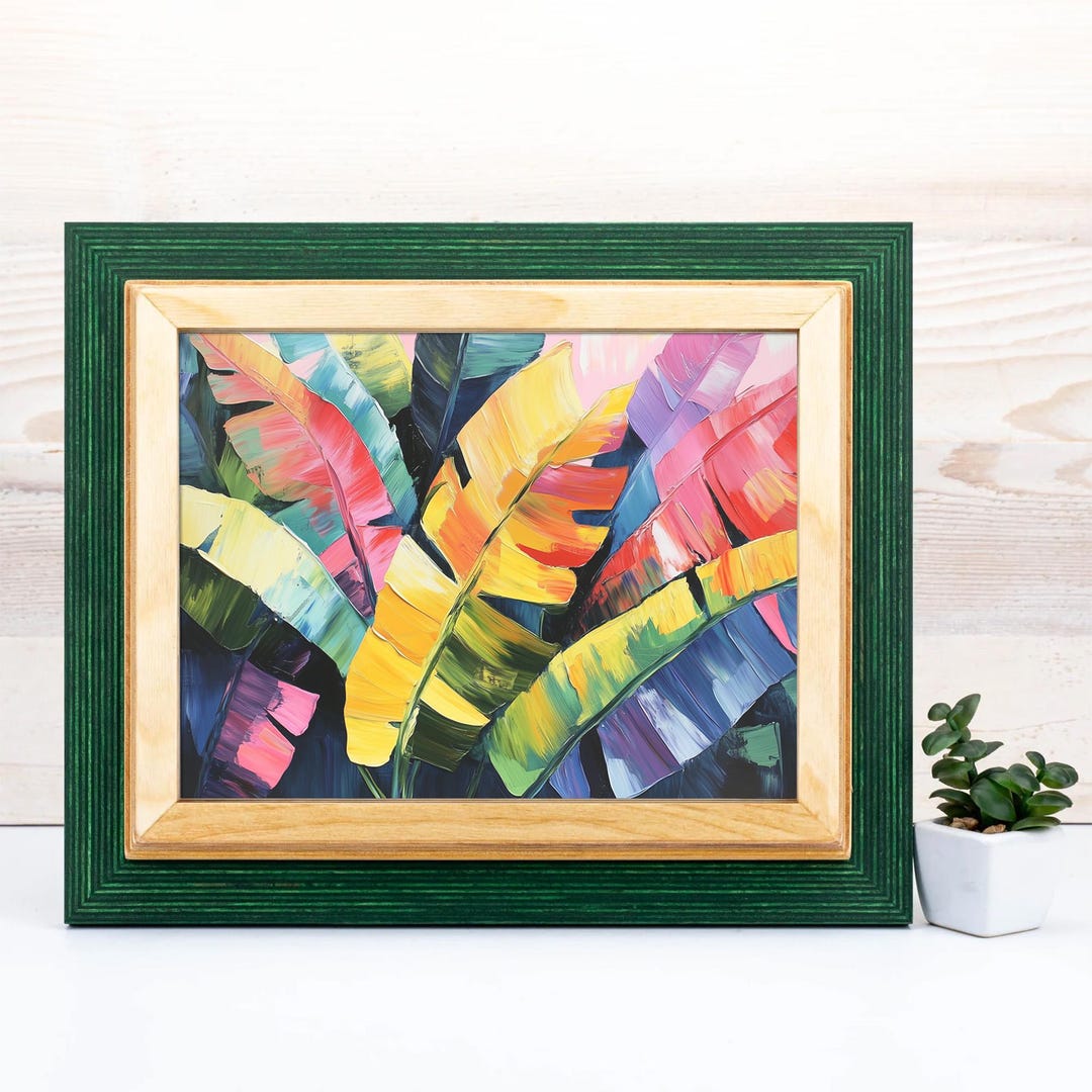 Handmade Two-tone Picture Frame: Green & Natural Wood, Made From Baltic ...