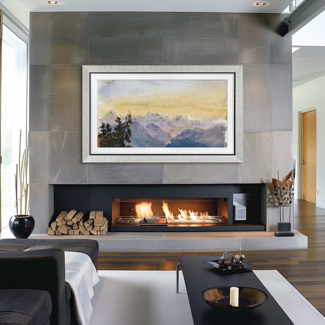 Modern Silver Frame for Samsung the Frame, Grooved Frame Tv Mount for ...