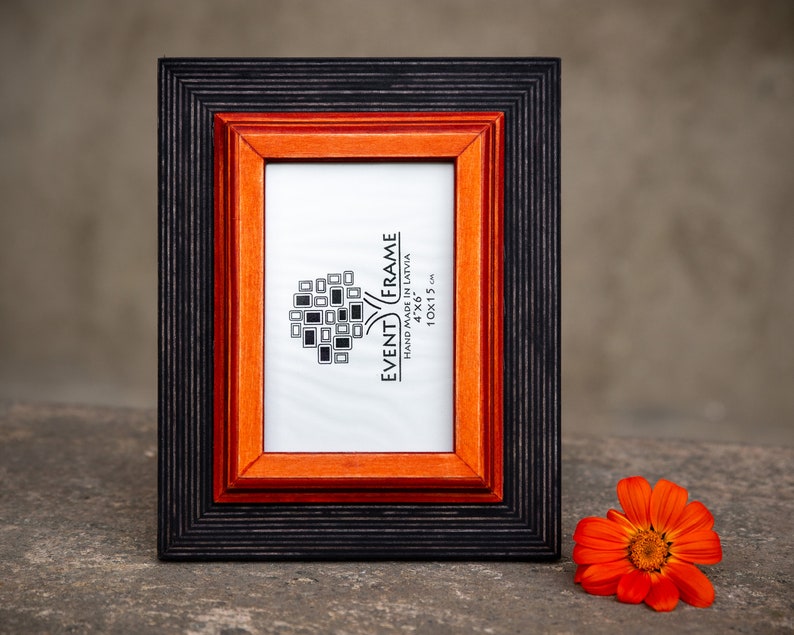 Custom Wood Picture Frame Black Orange Colors Rustic Photo | Etsy