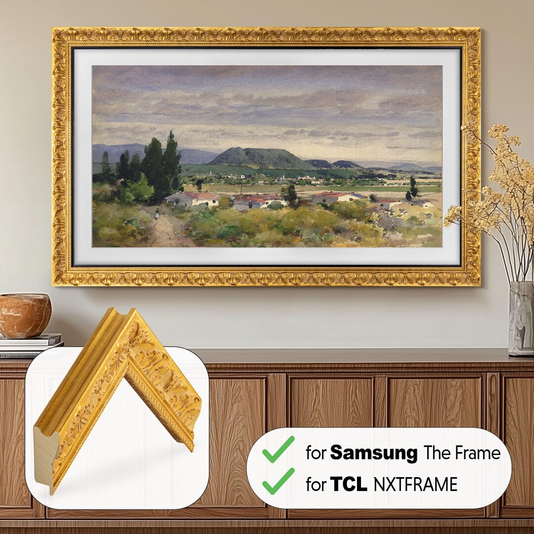 Ornate Gold Frame for Samsung the Frame TV, TCL NEXTFRAME Tv Mount, the ...