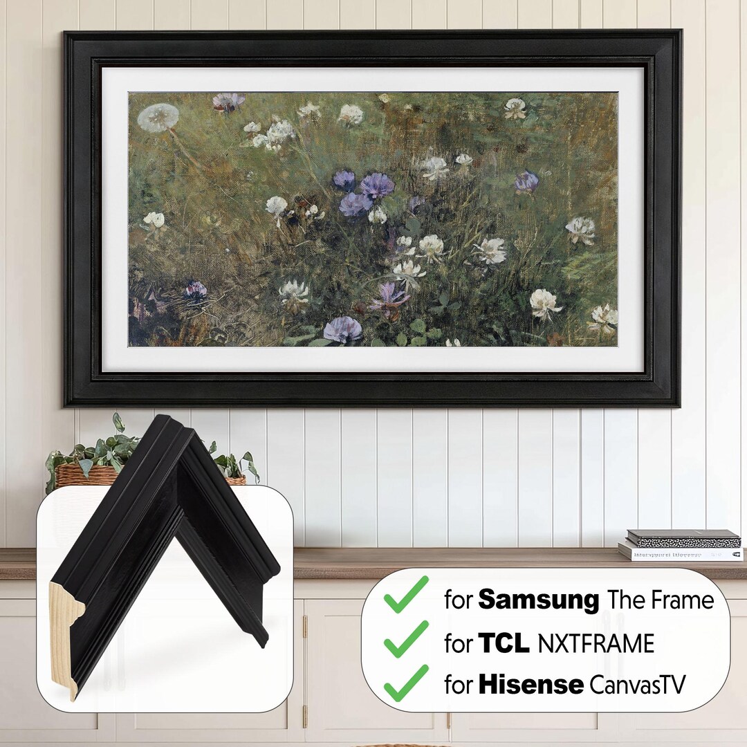 Black TV Frame for Samsung the Frame, Handmade Bezel for TCL Nxtframe ...