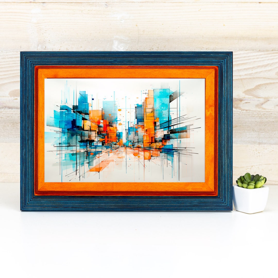 Blue & Orange Picture Frame: Tropical Coastal Decor, Two Toned Frame - Etsy