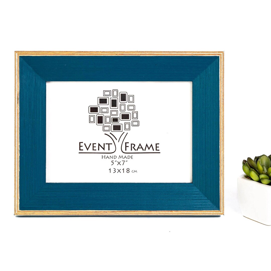 Blue Picture Frame, Wooden Photo Frame, CHOOSE SIZE, 4x4 4x6 5x5 5x7 5 ...