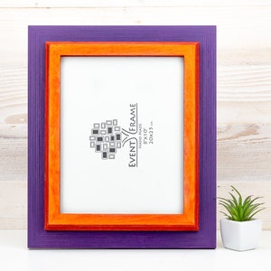 Purple + Orange Handmade Picture Frame, Two Tone Wooden Photo Frame ...