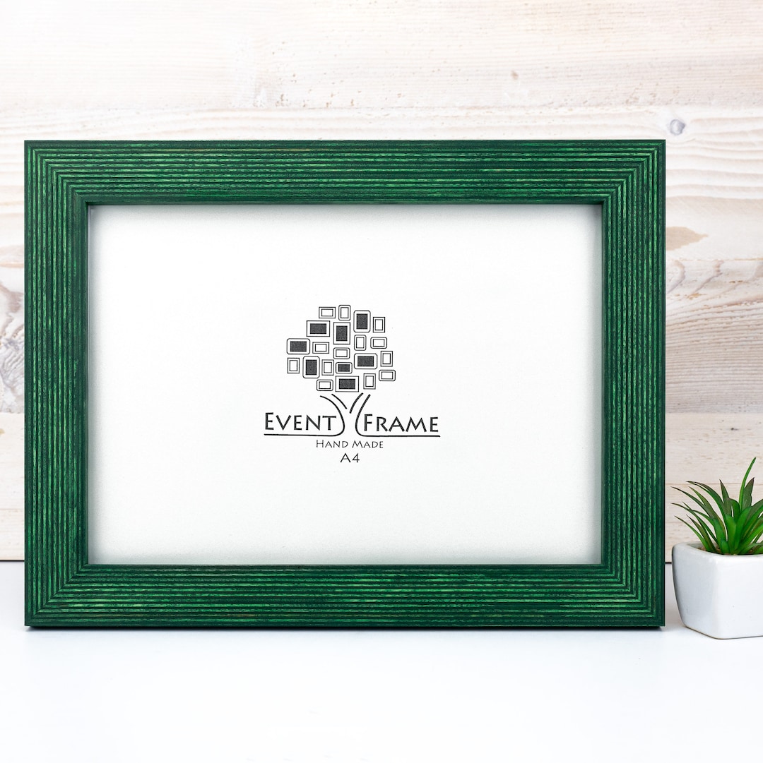 Green Picture Frame, Wooden Handmade Frame, Rustic Frame 4x4, 4x6, 5x7 ...
