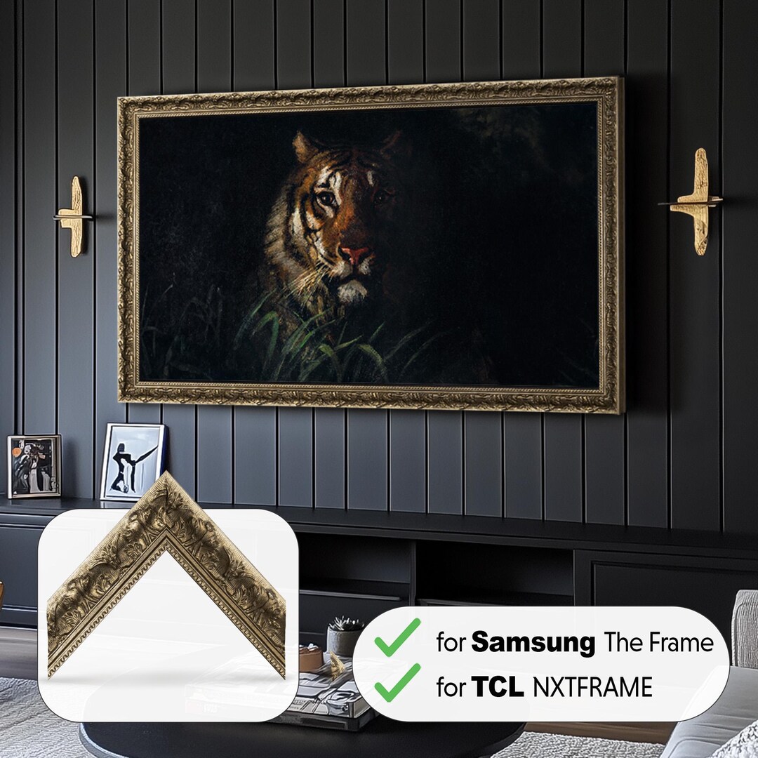 Antique Silver Frame for Samsung the Frame TV, Ornate Mount for TCL ...