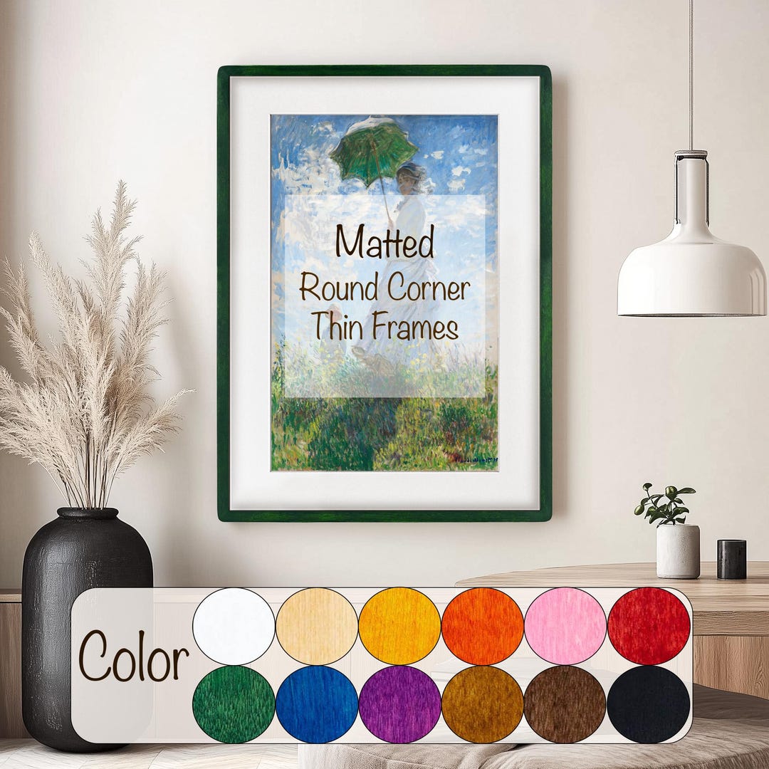 Colorful Round Corner Thin Picture Frame, Minimalistic Style Matted ...