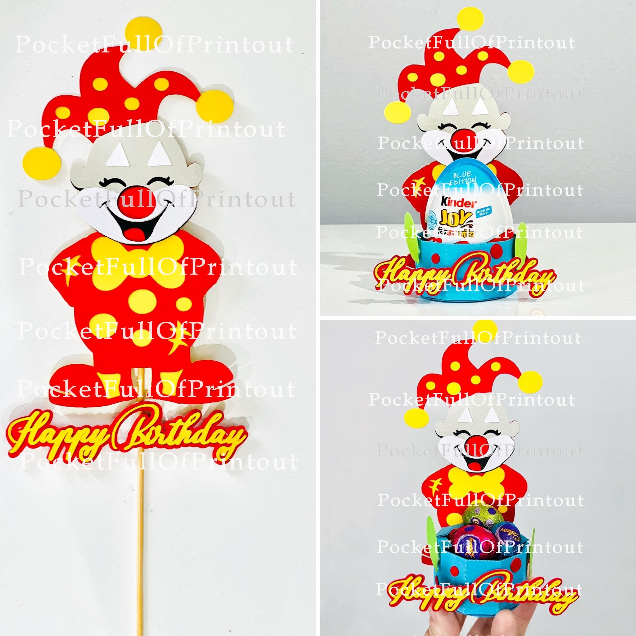 DIGITAL SVG Template for Clown Chocolate Holder/ Cake Topper Template ...