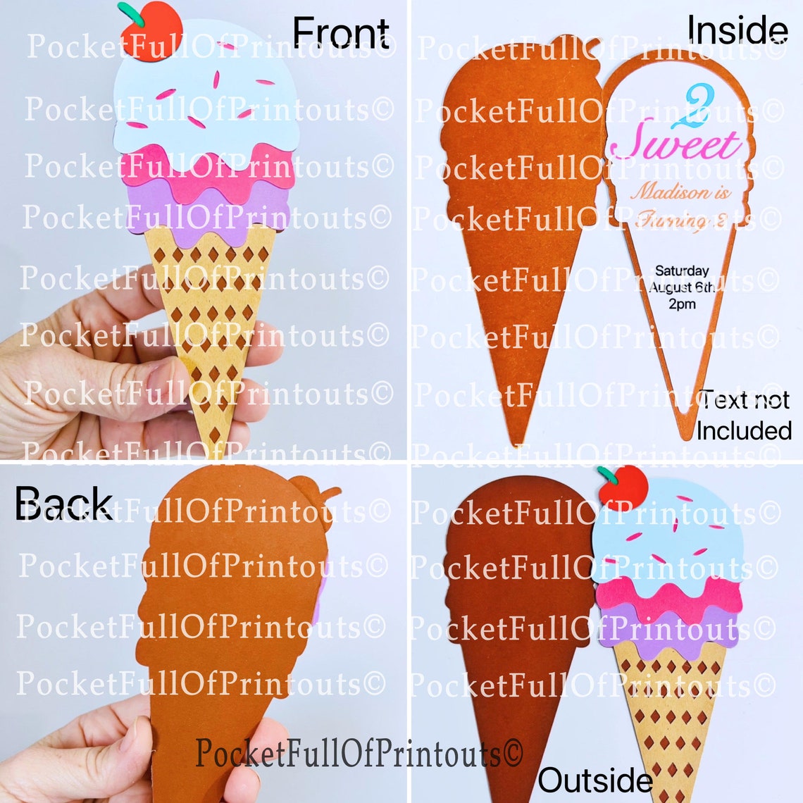 Digital SVG Template Ice Cream Party Invitation Card - Etsy