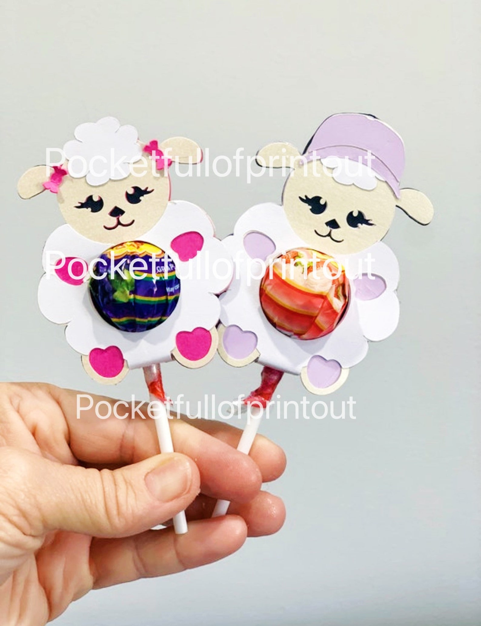 Sheep Lollipop Holder Digital Template - Etsy