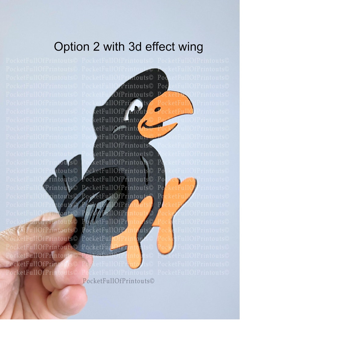 Cute Crow Jpg Svg Png Cut File With 2 Options, Flat Layers or 3d Wing ...