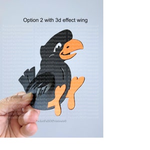 Cute Crow Jpg Svg Png Cut File With 2 Options, Flat Layers or 3d Wing ...