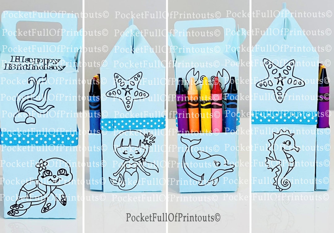 Digital SVG Template Under the Sea Theme Coloring/activity Gift Box NOT ...