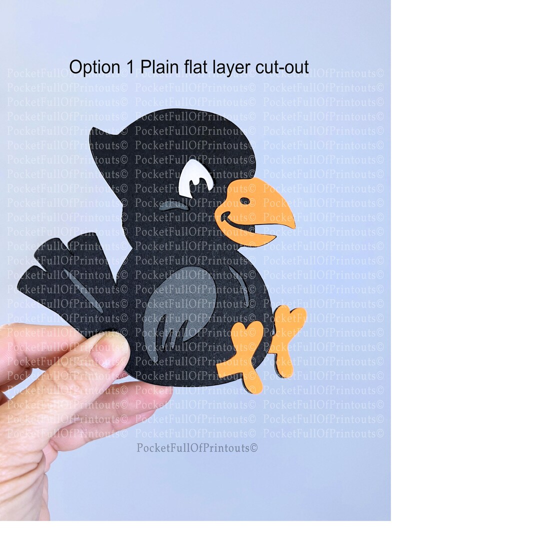 Cute Crow Jpg Svg Png Cut File With 2 Options, Flat Layers or 3d Wing ...