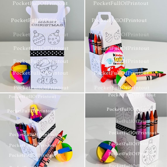 Christmas Coloring/activity Gift Box Digital SVG Template NOT - Etsy