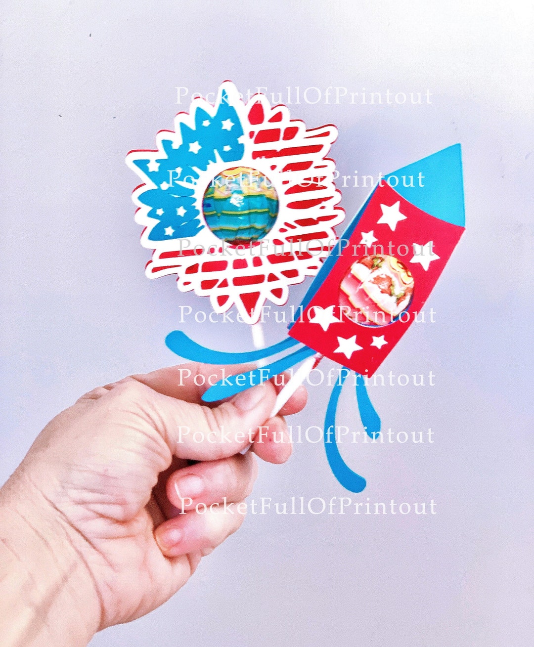 Fireworks Lolli Holder Digital SVG Template - Cricut Joy Compatible - Etsy