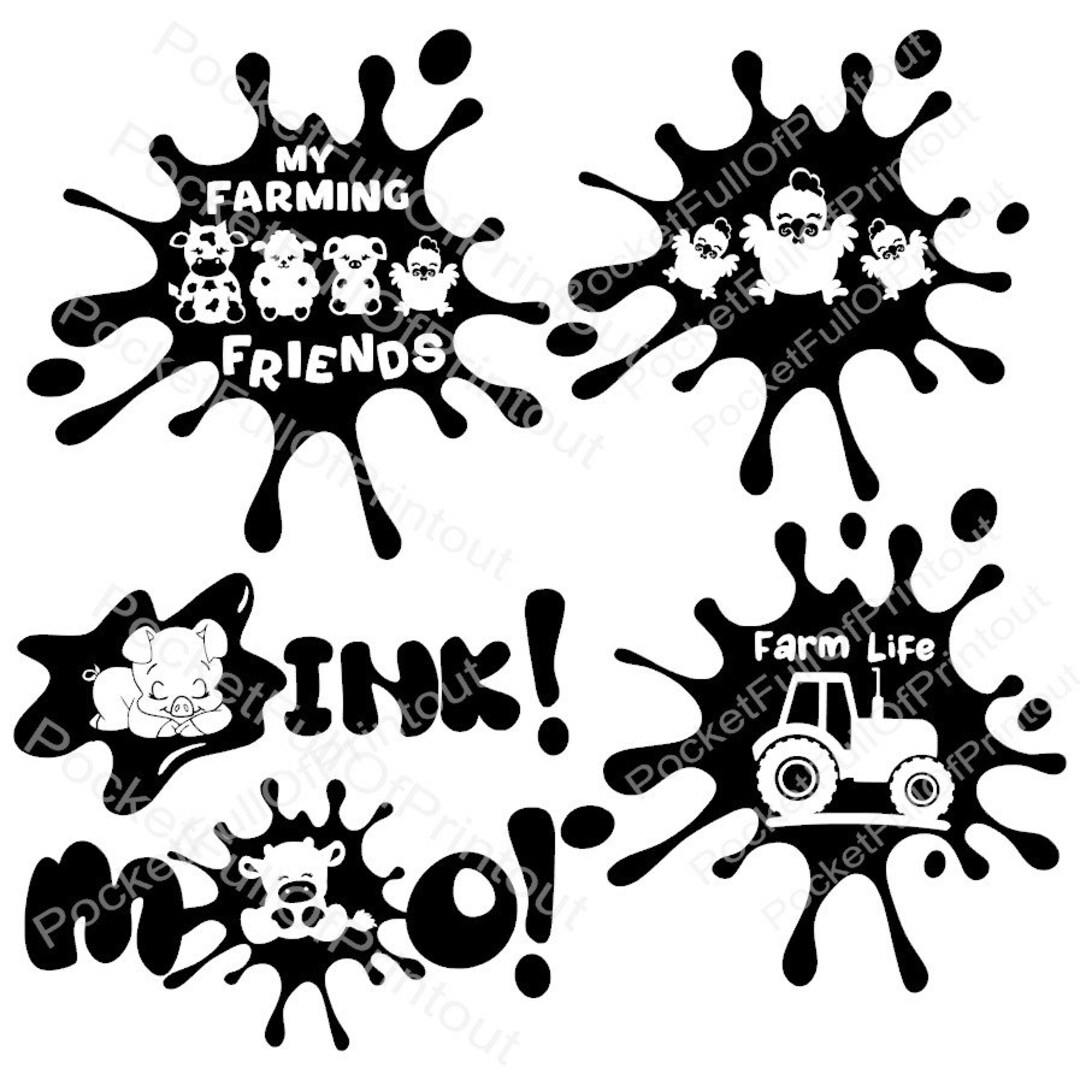 5 Piece Fun Muddy Farm Digital DECAL SVG PNG Cut File - Etsy