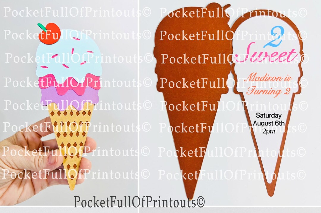 Digital SVG Template - Ice Cream Party Invitation Card - (cricut Joy ...