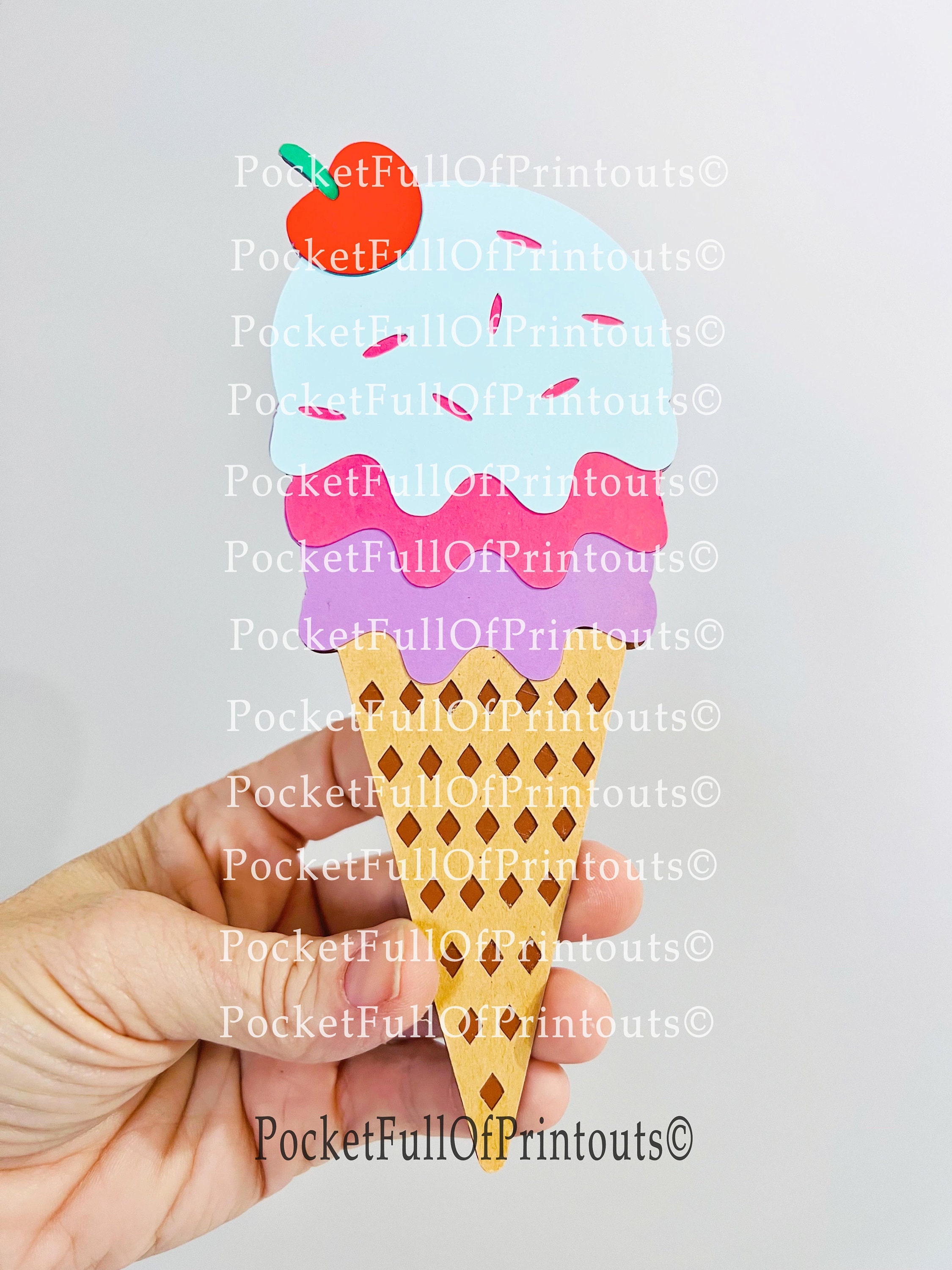 Plantilla SVG digital Tarjeta de helado en capas topper / cake topper ...