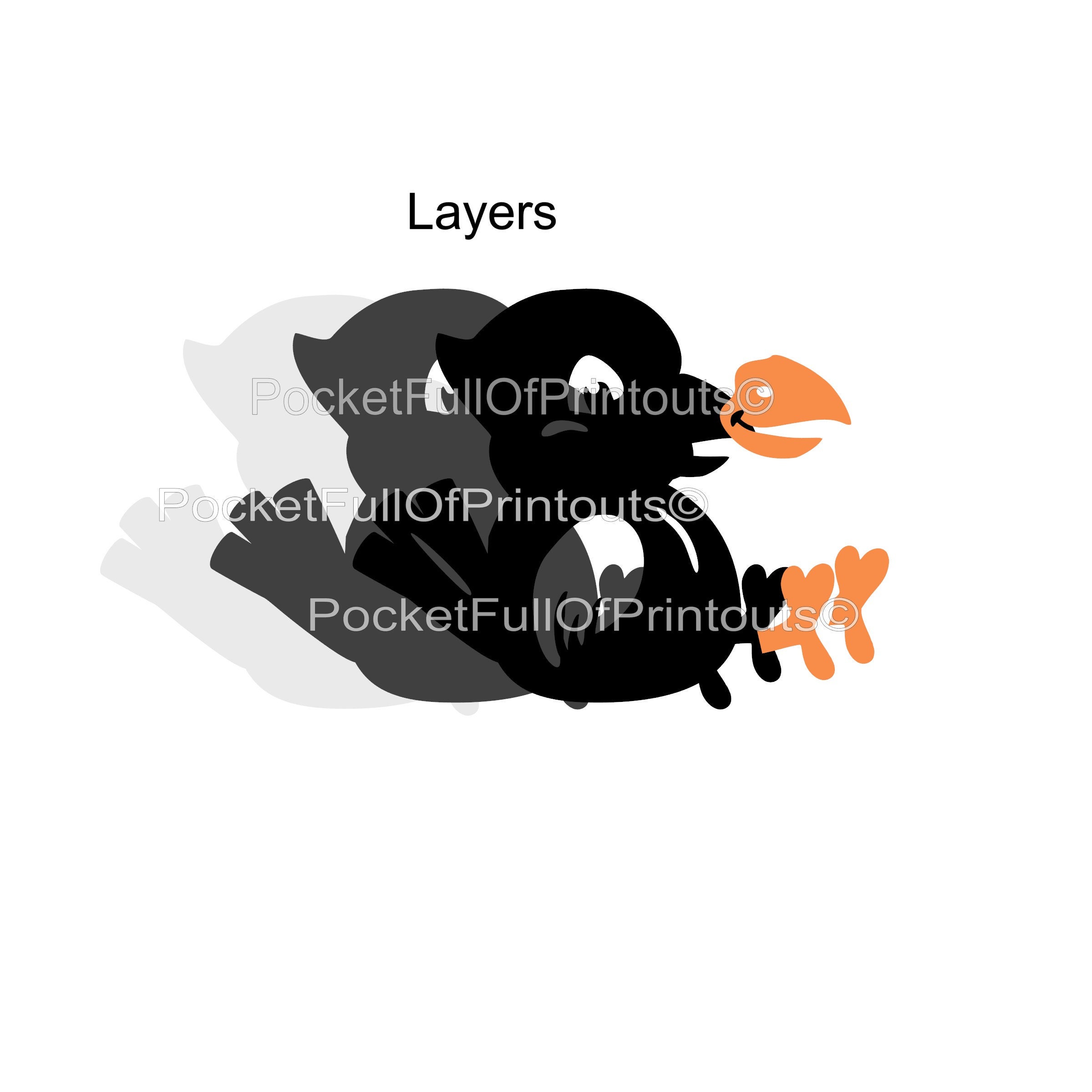 Cute Crow Jpg Svg Png Cut File With 2 Options, Flat Layers or 3d Wing ...