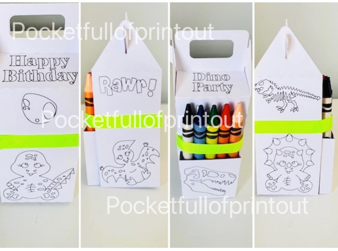 Dinosaur Coloring/activity Gift Box Digital SVG Template (this Template ...