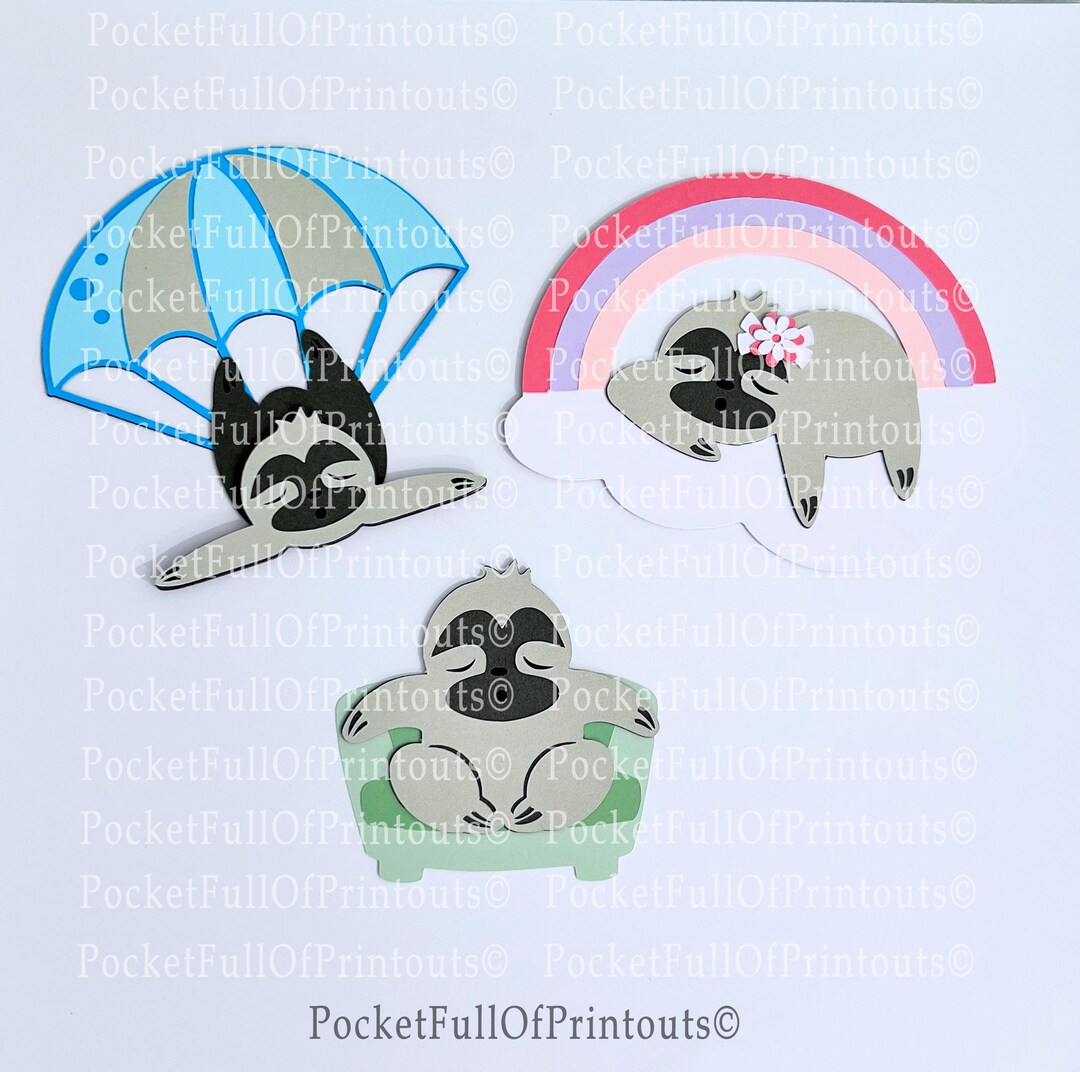 DIGITAL SVG Template Bundle for 3 Layered Sloth Designs Cake Topper ...